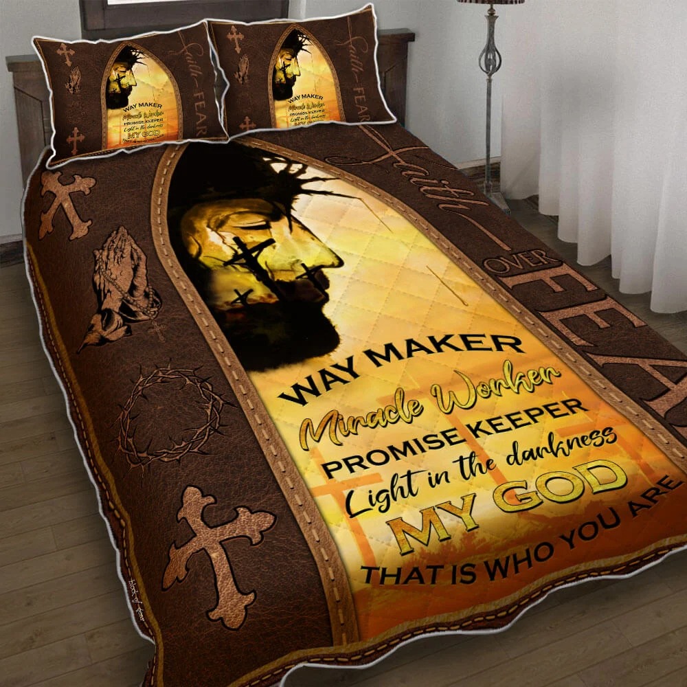 Jesus Christ. Faith Over Fear Quilt Bedding Set - UX Jesus