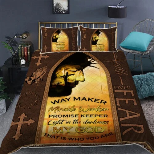 Jesus Christ. Faith Over Fear Quilt Bedding Set - UX Jesus