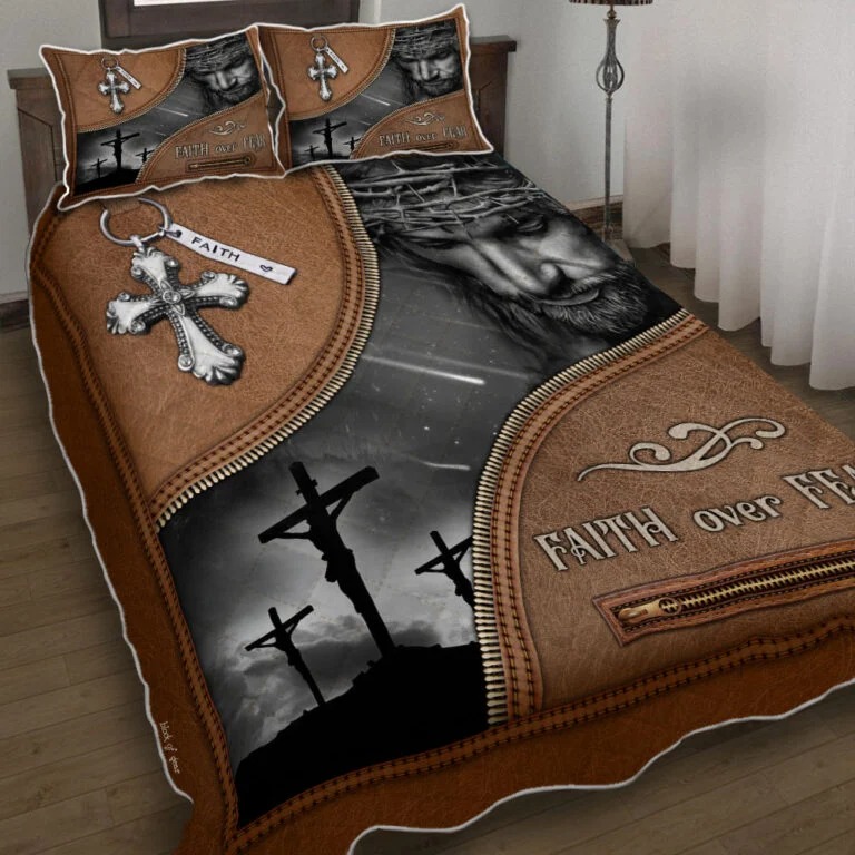 Jesus Christian. Faith Over Fear Quilt Bedding Set – LSNGO15BD – UX Jesus