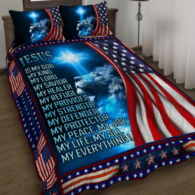 Jesus Is My God – Lion Christian Quilt Bedding Set UXGO11BD - UX Jesus