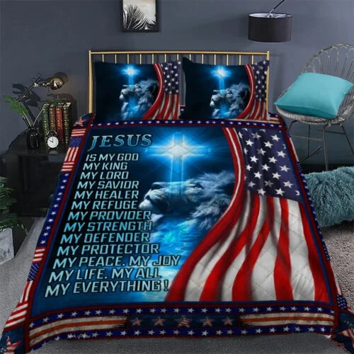 Jesus Is My God – Lion Christian Quilt Bedding Set UXGO11BD - UX Jesus
