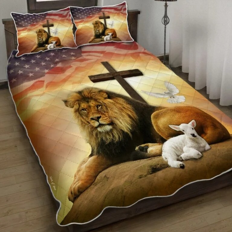 Jesus – Lion And Lamb Holy Spirit Quilt Bedding Set UXGO19BD - UX Jesus