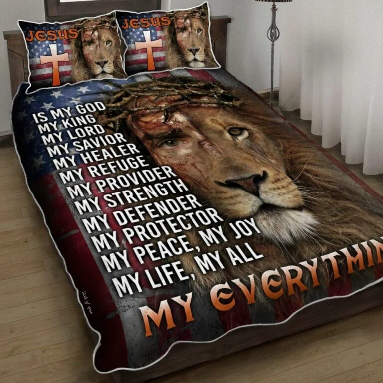 Jesus Lion Of Judah, My Everything Quilt Bedding Set - UX Jesus
