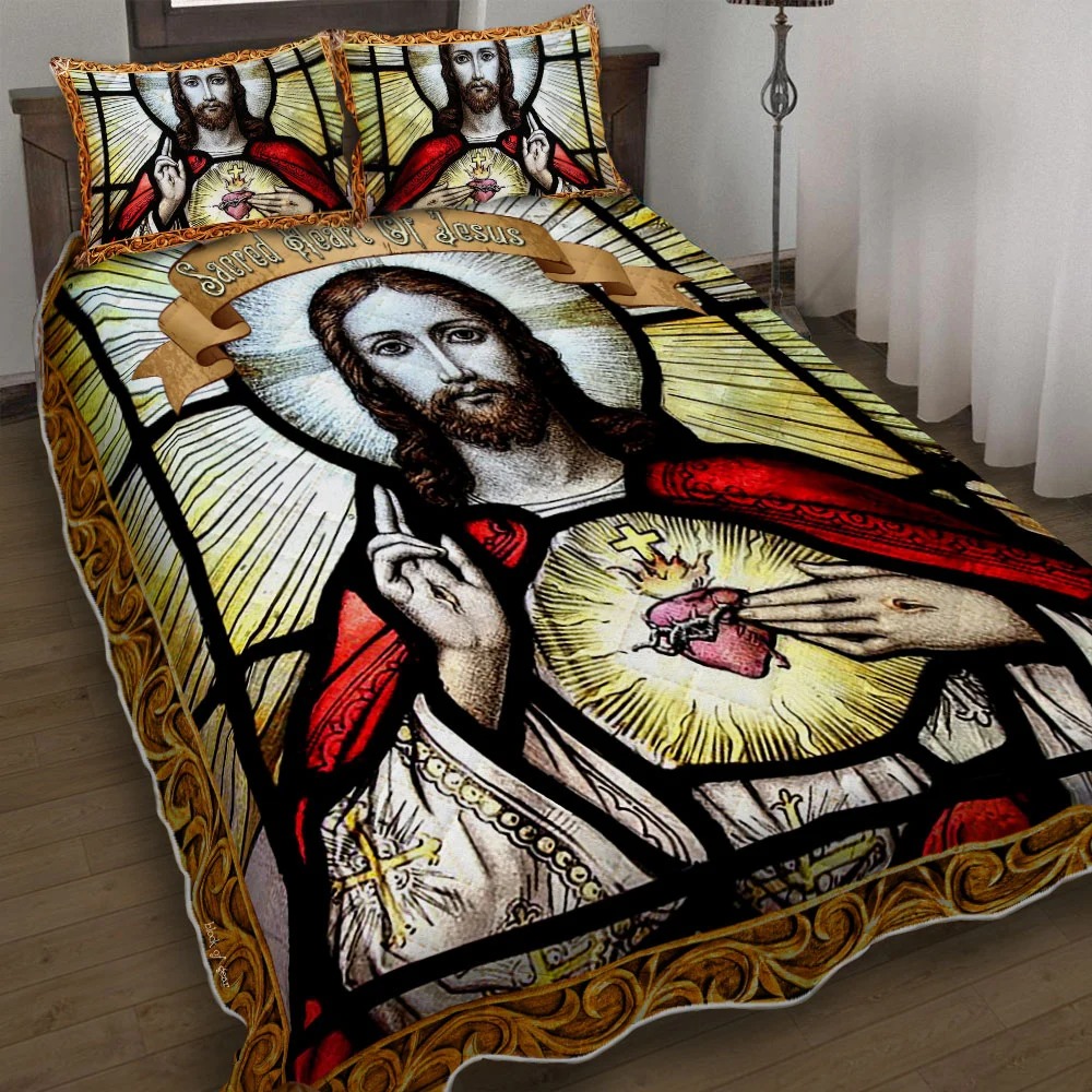 Sacred Heart Of Jesus. Christian Quilt Bedding Set UXGO17BD - UX Jesus