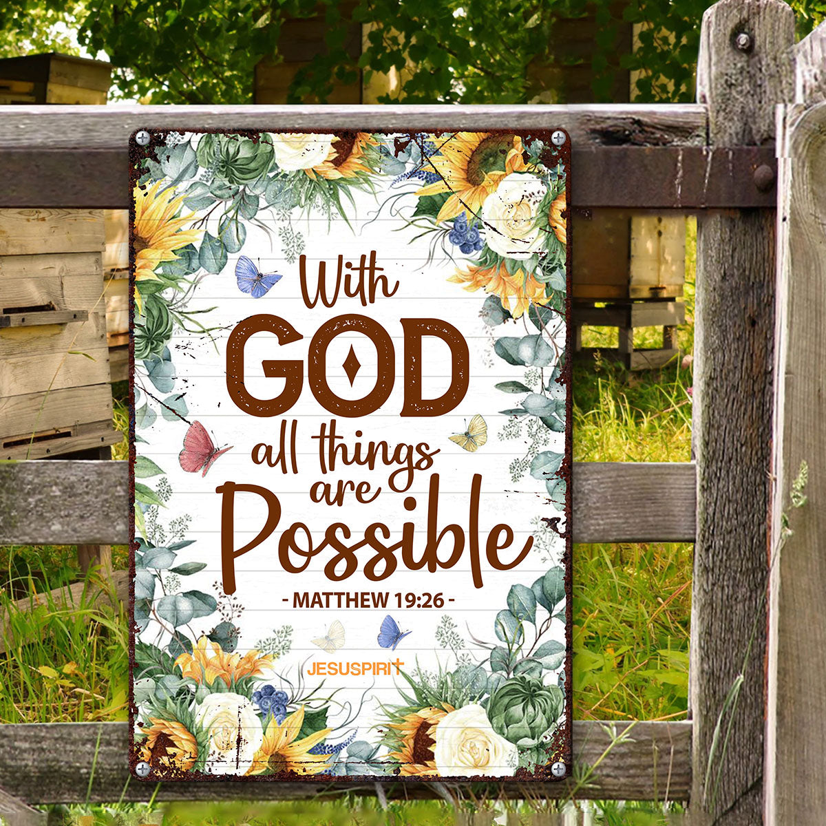UX Jesus With God All Things Are Possible Matthew 1926 Lovely Sunflower ...