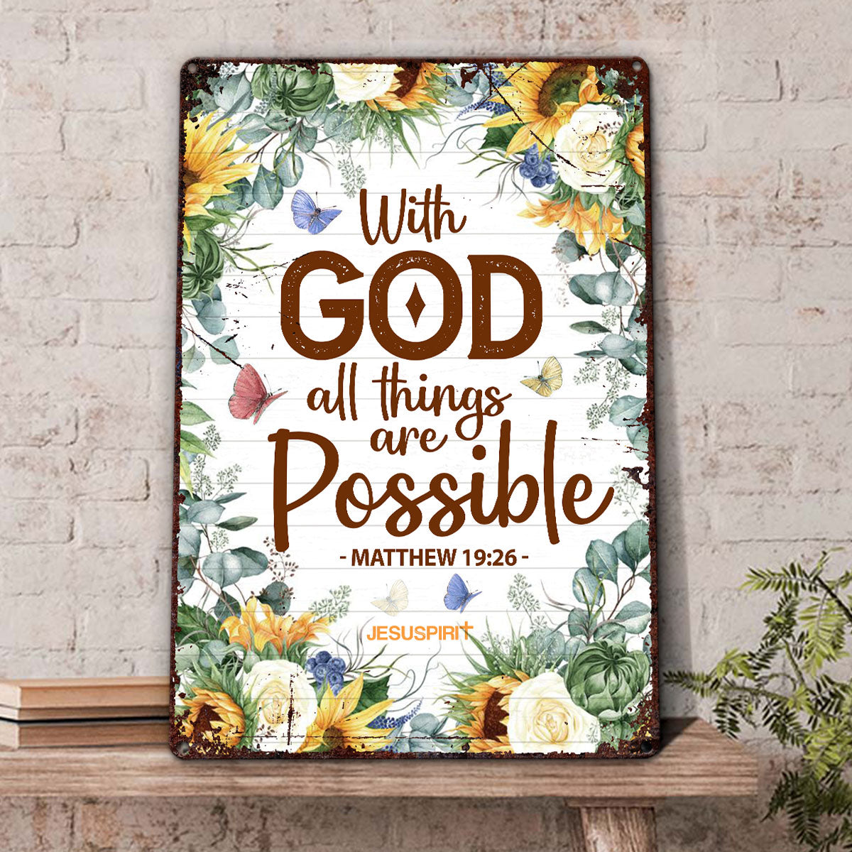 UX Jesus With God All Things Are Possible Matthew 1926 Lovely Sunflower ...