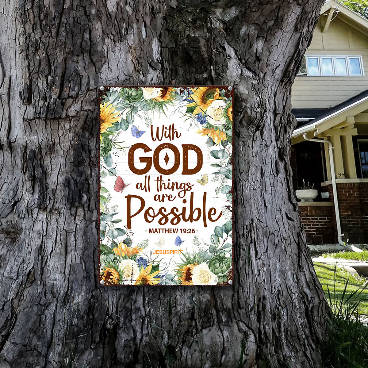 UX Jesus With God All Things Are Possible Matthew 1926 Lovely Sunflower ...